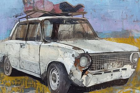 Rusty White Lada by QGallery, Painting | Artblr.