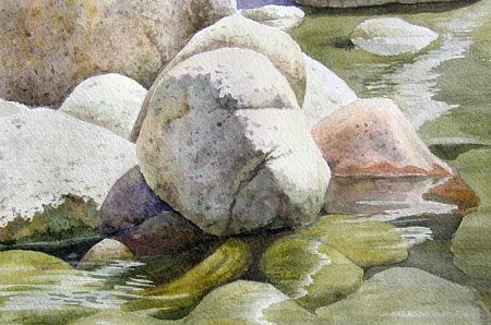 Rocks & Water - watercolors paintings - summer landscapes by Olga ...