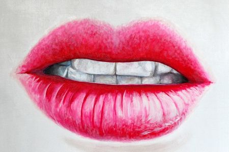 Pink sexy lips by Artémo par Christine Bélanger, Painting | Artblr.