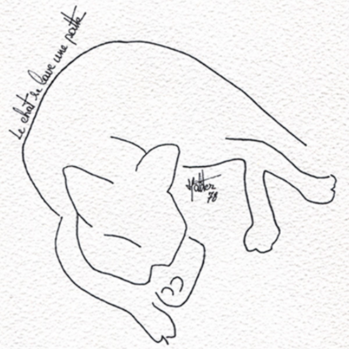 Le chat se lave une patte by Alain HALTER, Drawing | Artblr.
