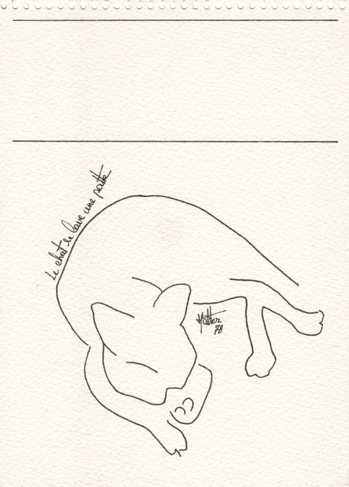 Le chat se lave une patte by Alain HALTER, Drawing | Artblr.
